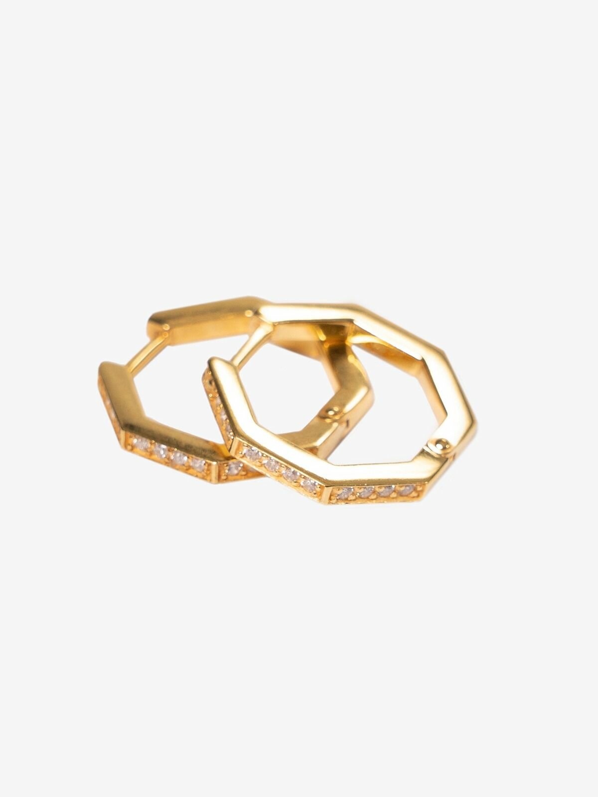 Набор серег FLEUR DE NEIGE JEWELRY, серебро, 925 проба, золочение, фианит, , золотой — фото 1
