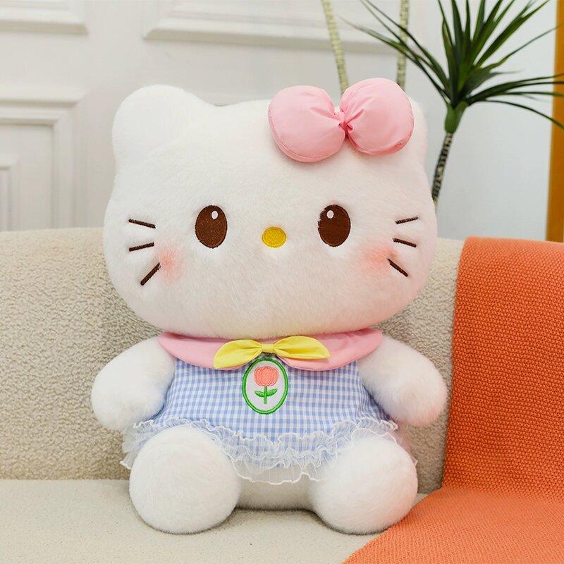 Игрушка "Hello Kitty", мягкая, фланель, синяя в клетку, 50 см