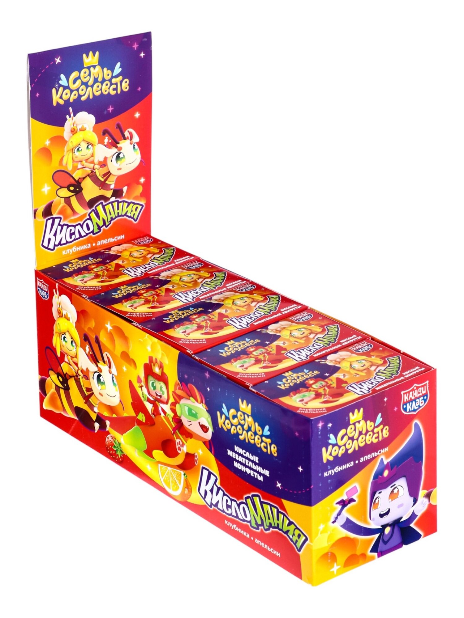 Кислые жевательные конфеты "Кисломания Дабл Фрукт" (Семь Королевств) со вкусом апельсина и клубники