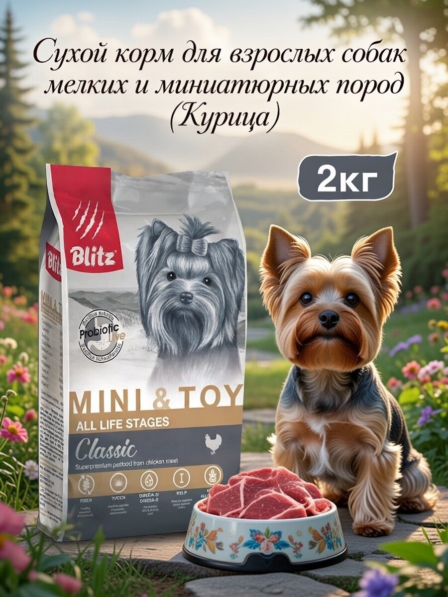 Корм для собак мелких пород Blitz Classic Mini &Toy с курицей, 2 кг
