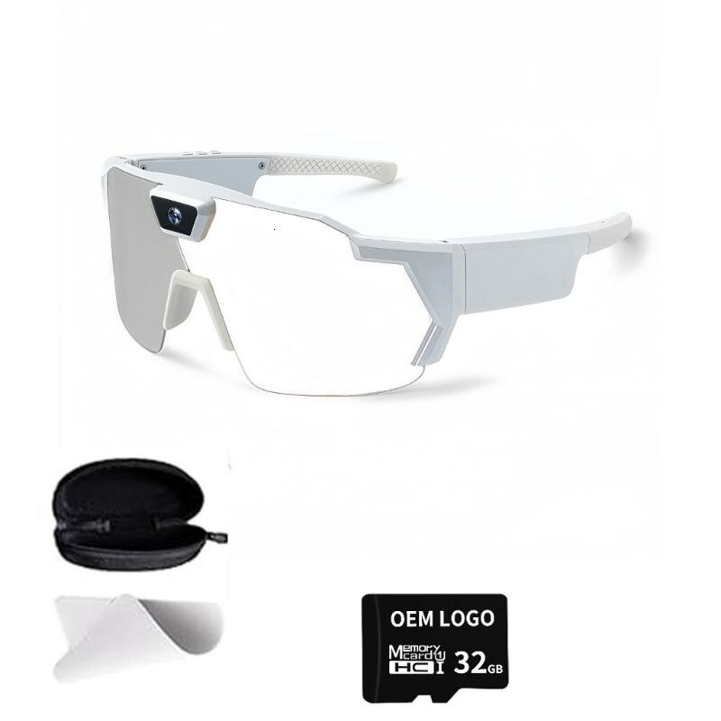 Смарт-очки для бейсбола с камерой 4K, Объектив с изменяющимся цветом, тип B, белая оправа - 32