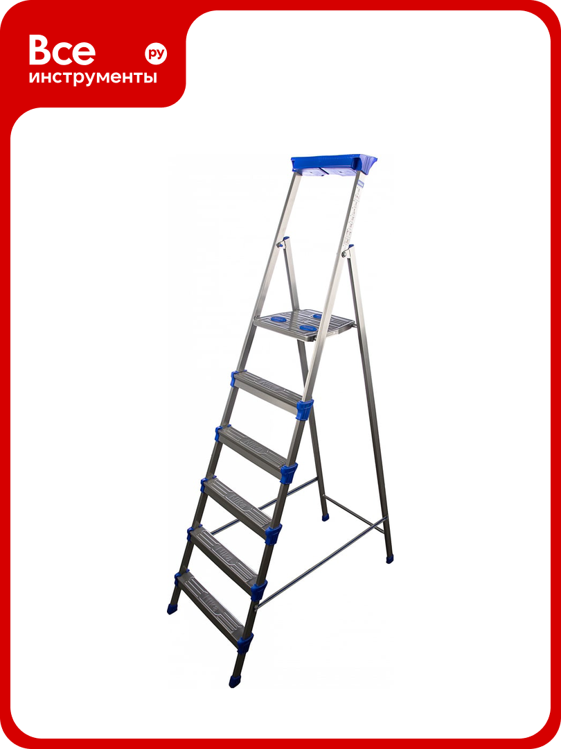 Стальная стремянка Nika 6 широких ступеней, с лотком для инструмента НИКА-СМ6