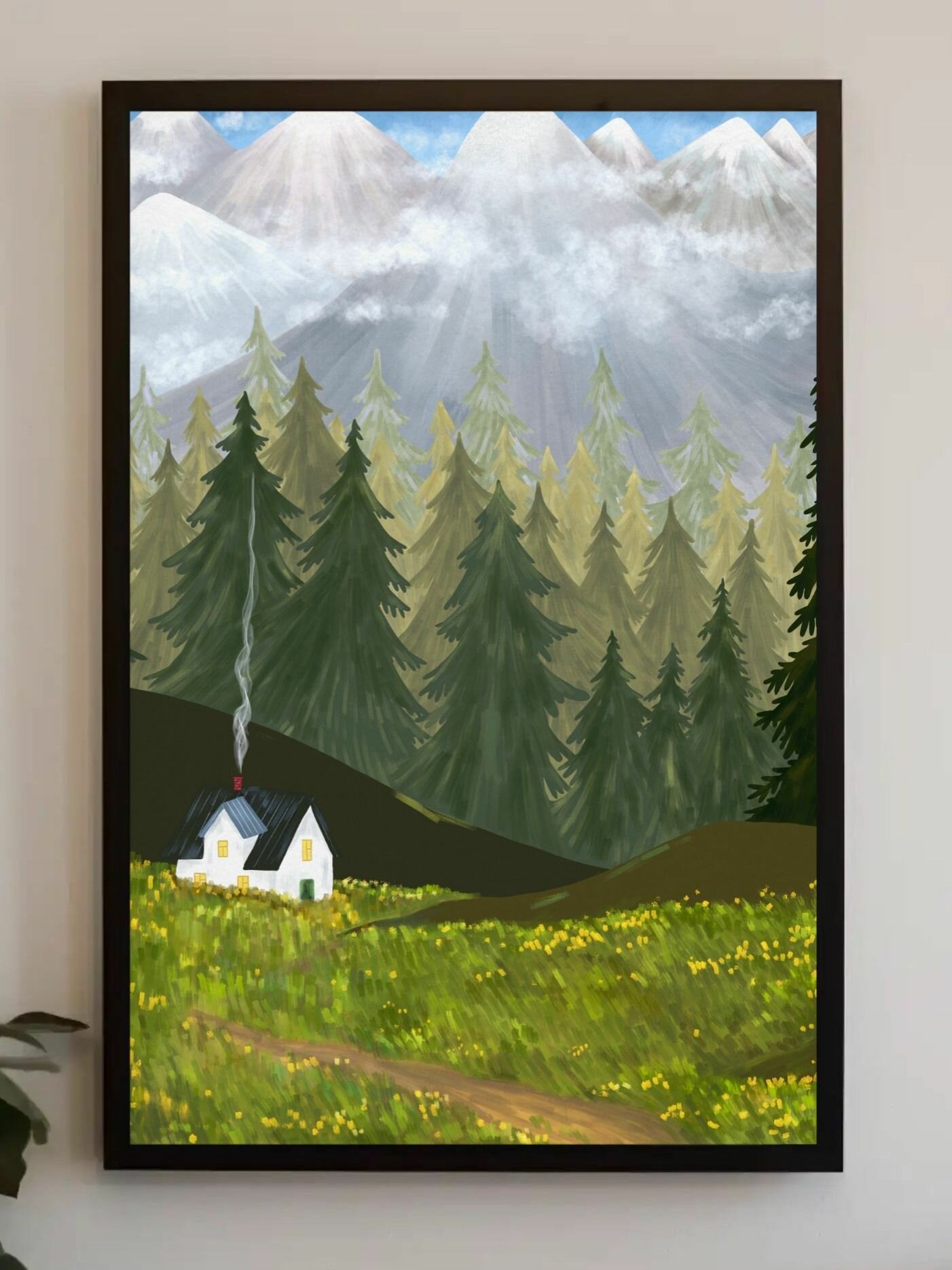 Постер Домик в горах Плакат 21 см на 30 см