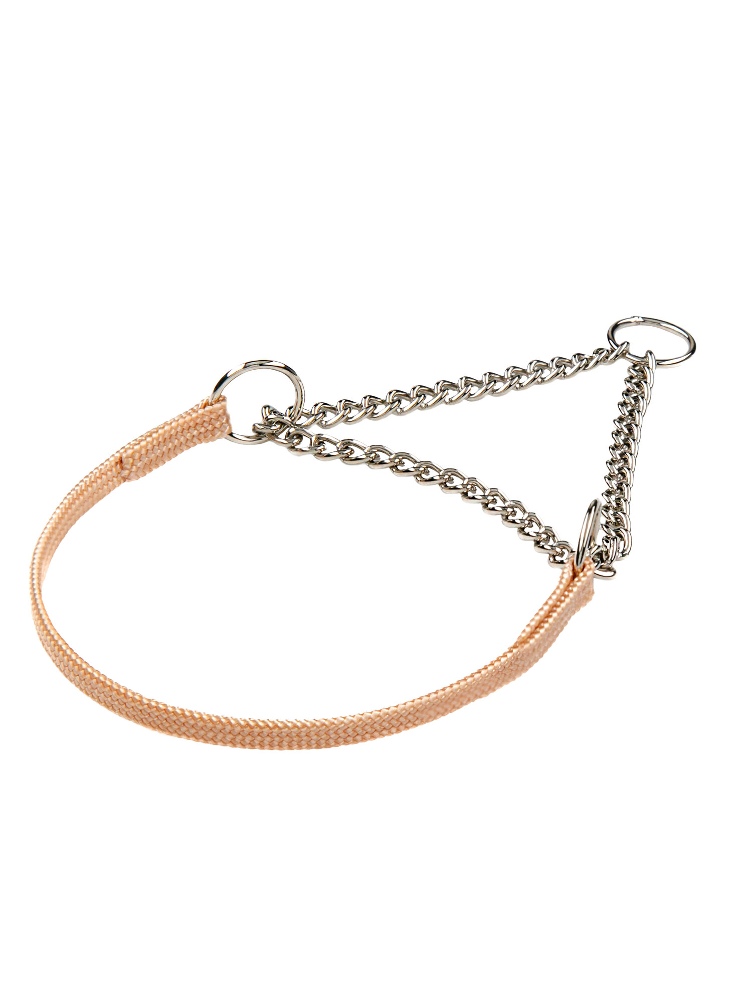 Ошейник-полуудавка для собак ZooOne (лента-чулок) 5мм (18-25см) с цугом (никель) бежевый, 75-1025