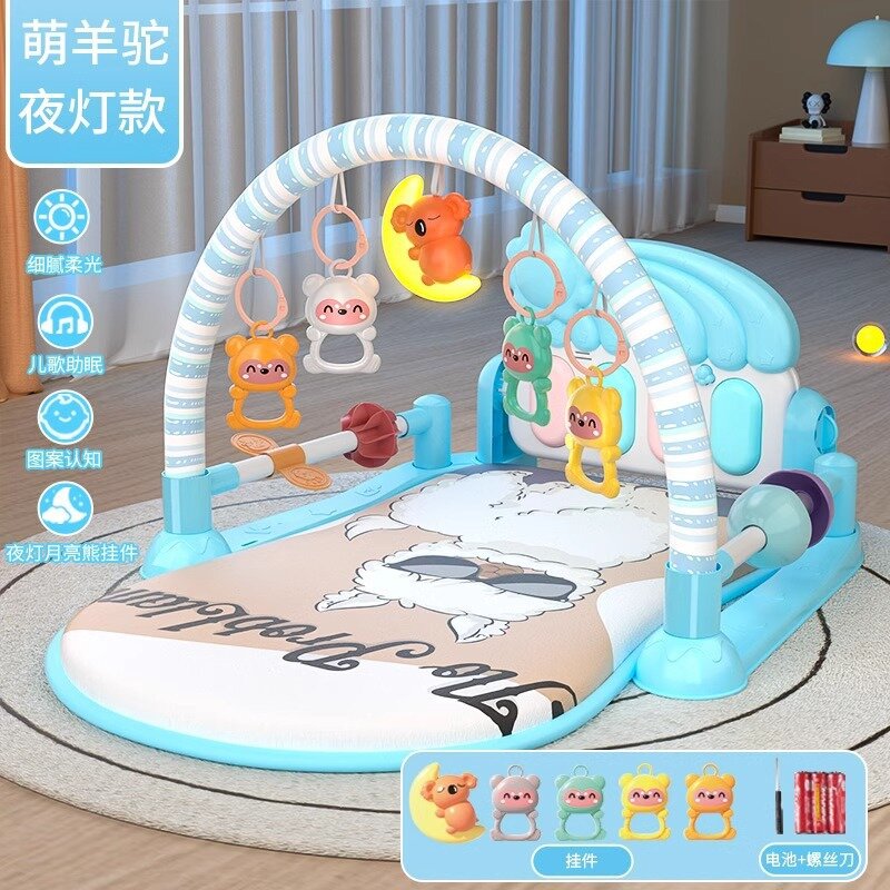 Детская фитнес-стойка с музыкальной педалью, игрушка для новорожденных 0-36 месяцев, пианино, игровой коврик, горячие продажи за рубежом