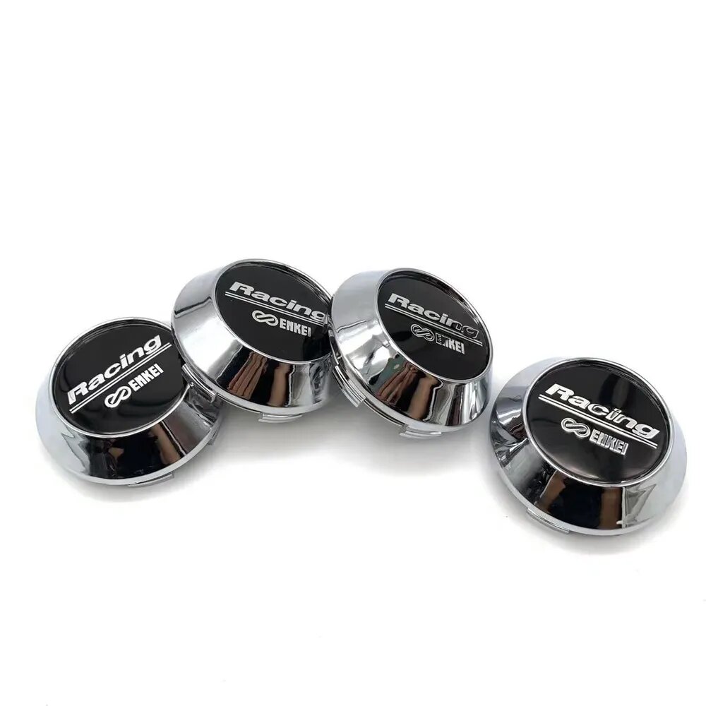 Колпак ступицы колеса Racing Enkei 4 шт. Защитные колпачки для дисков серебристого цвета