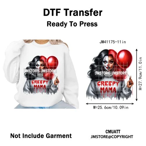 Серый свитшот DTF "Creepy Mama" JM41175-11in