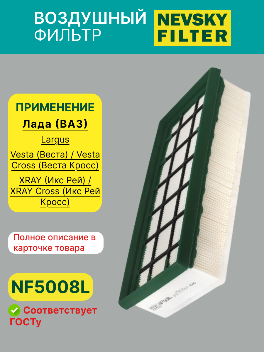 Элемент воздушного фильтра LADA Largus 18, Vesta 19, X-Ray 19 Невский Фильтр