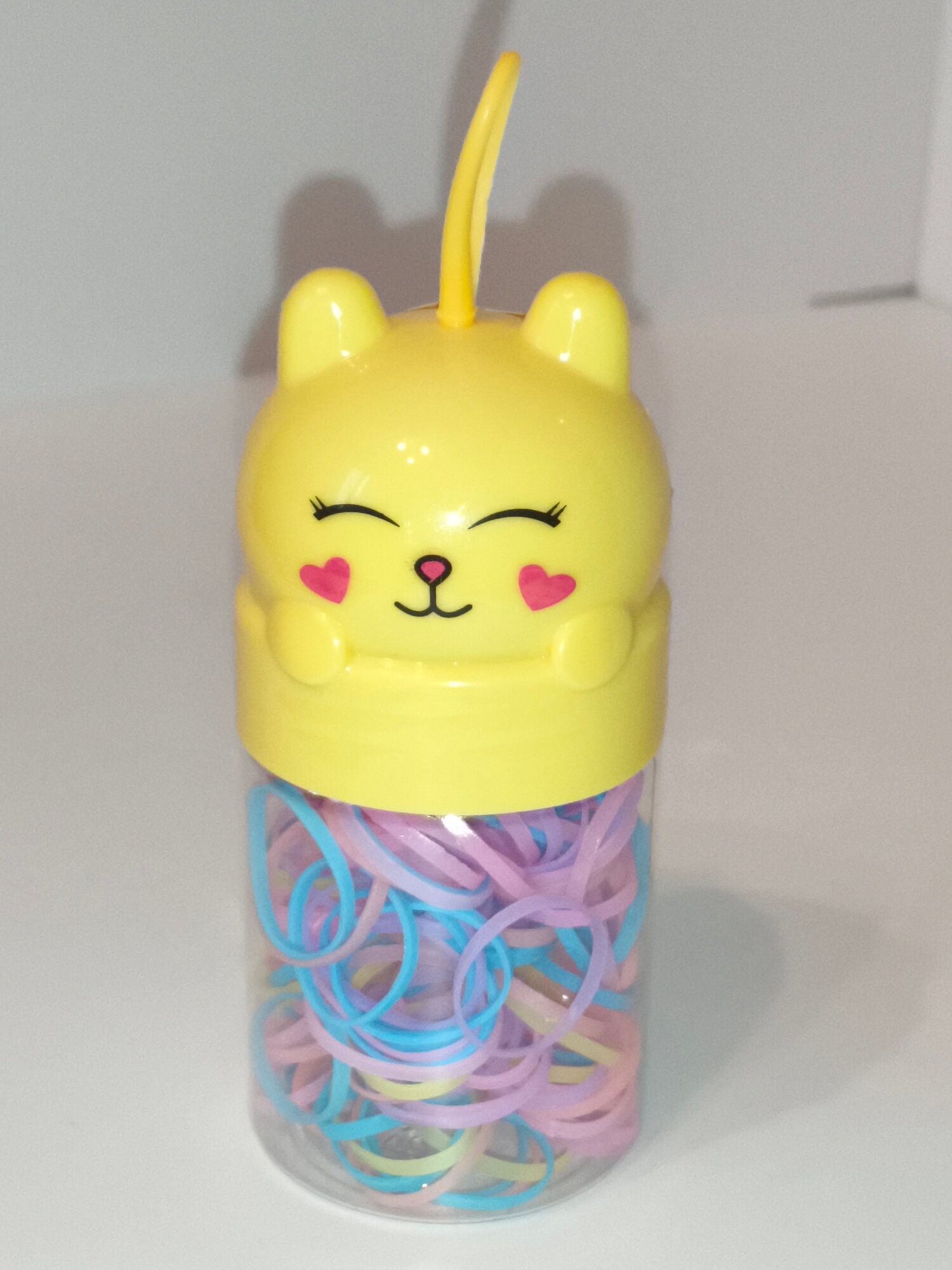 Набор силиконовых резиночек для волос в баночке "Котик", 175 штук, диаметр 2 см.