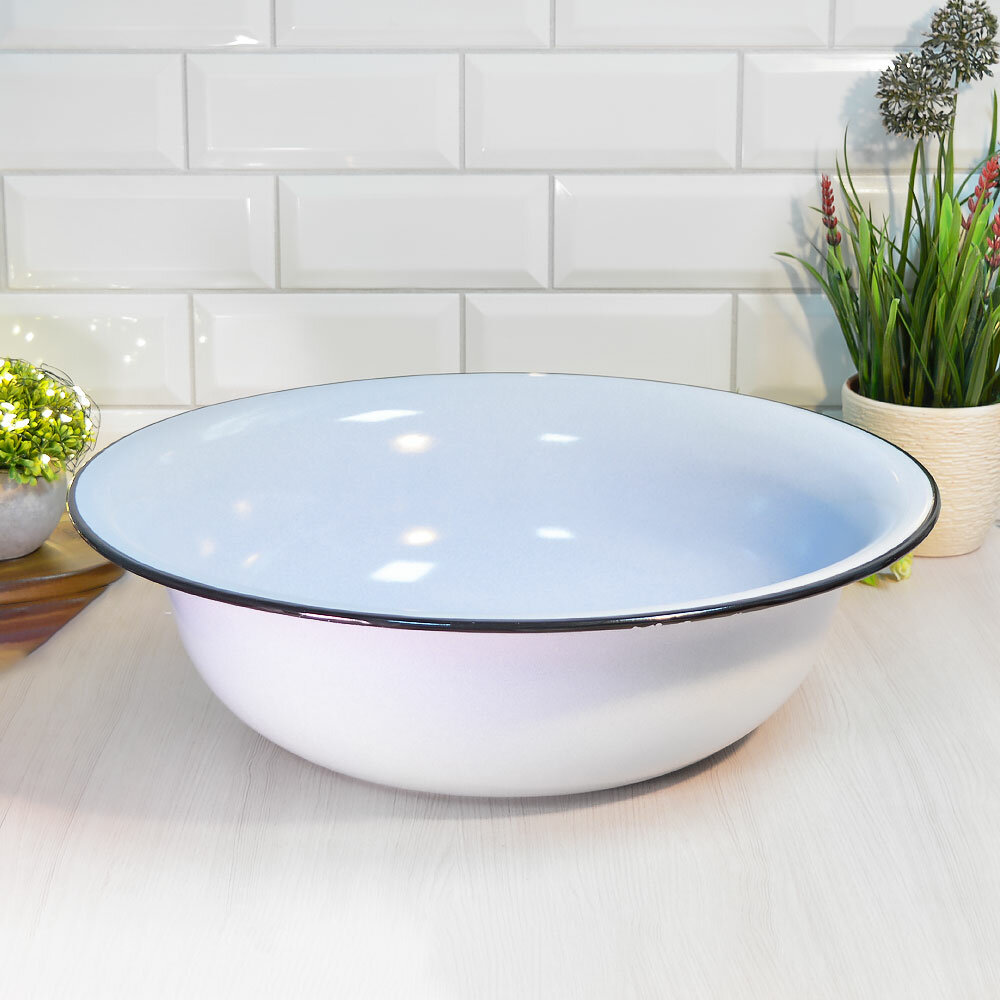 Таз эмалированный 12л, сталь, без рисунка, цвет в ассортименте, для дома и дачи