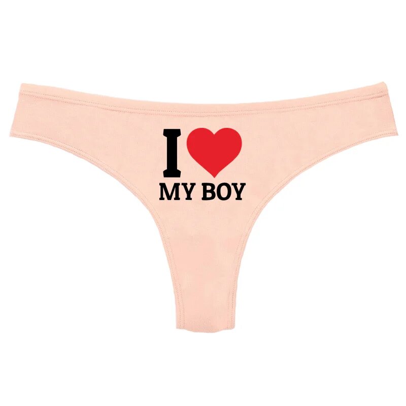 Розовые стринги "I ❤ My Boy", 2XL