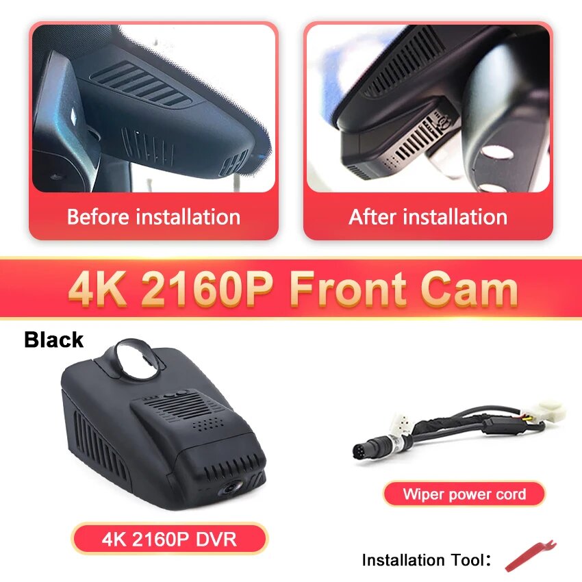 Автомобильный видеорегистратор 4K Wifi DVR видеорегистратор для 2160P DVR (Black), No TF card