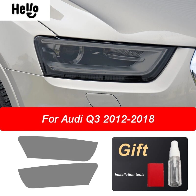 Защитная пленка на фары Audi Q3 2012-2018, дымчатый черный