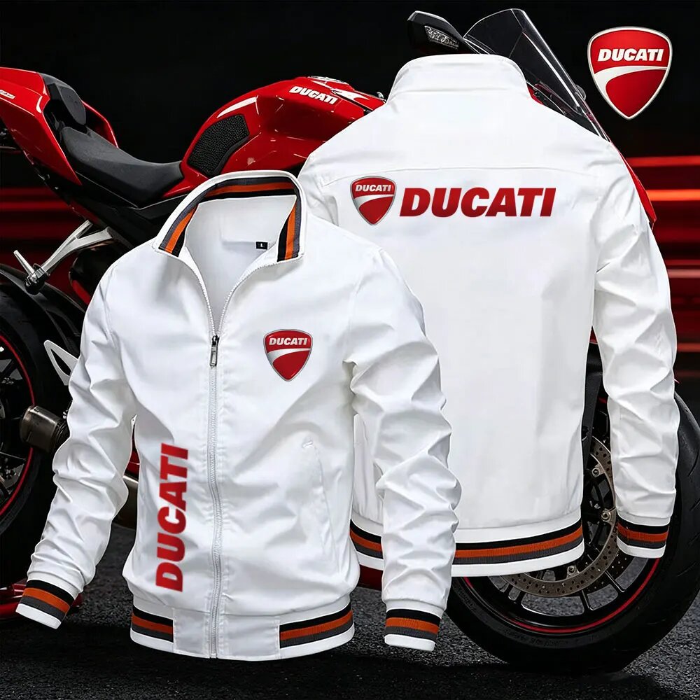 Мужская мотоциклетная куртка Ducati 2026: весенне-летняя, для активного отдыха, модная, Белый, XL, 1