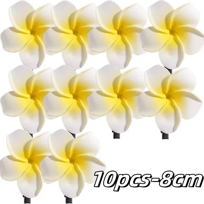 Плюмерия белая, заколки для волос 10 шт