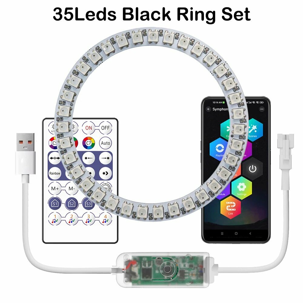 Кольцо LED 35 Leds Black, белый свет