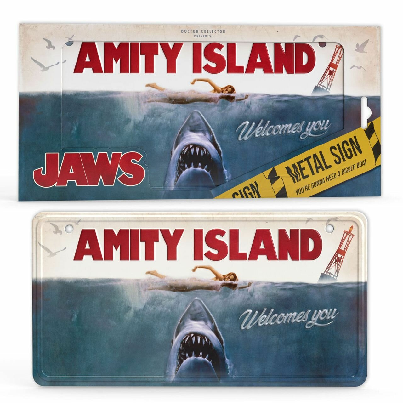 Челюсти Металлический Номерной знак JAWS - Metal Sign - License Plate