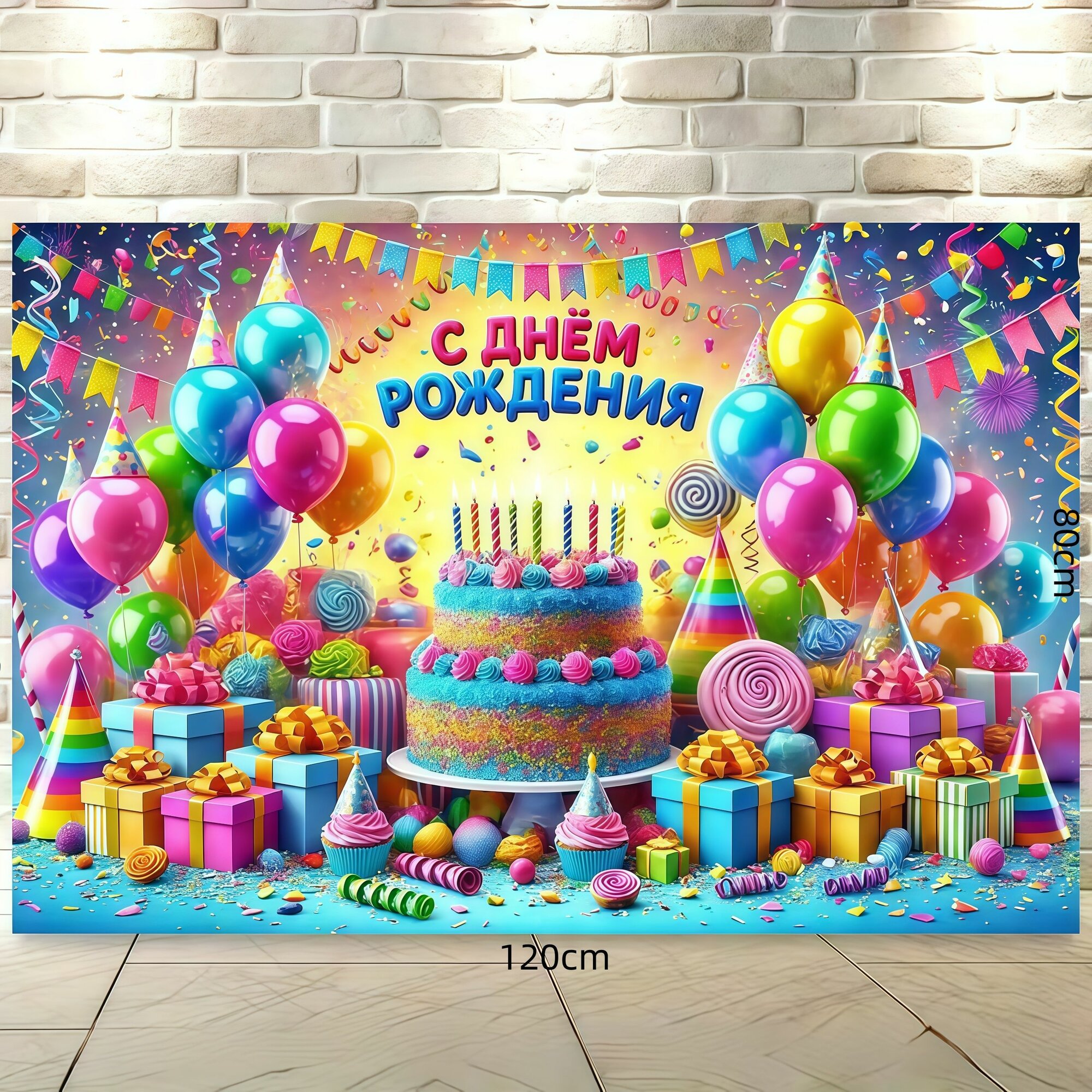 Баннер для праздника "Конфетный воздушный шар", 120х80 см