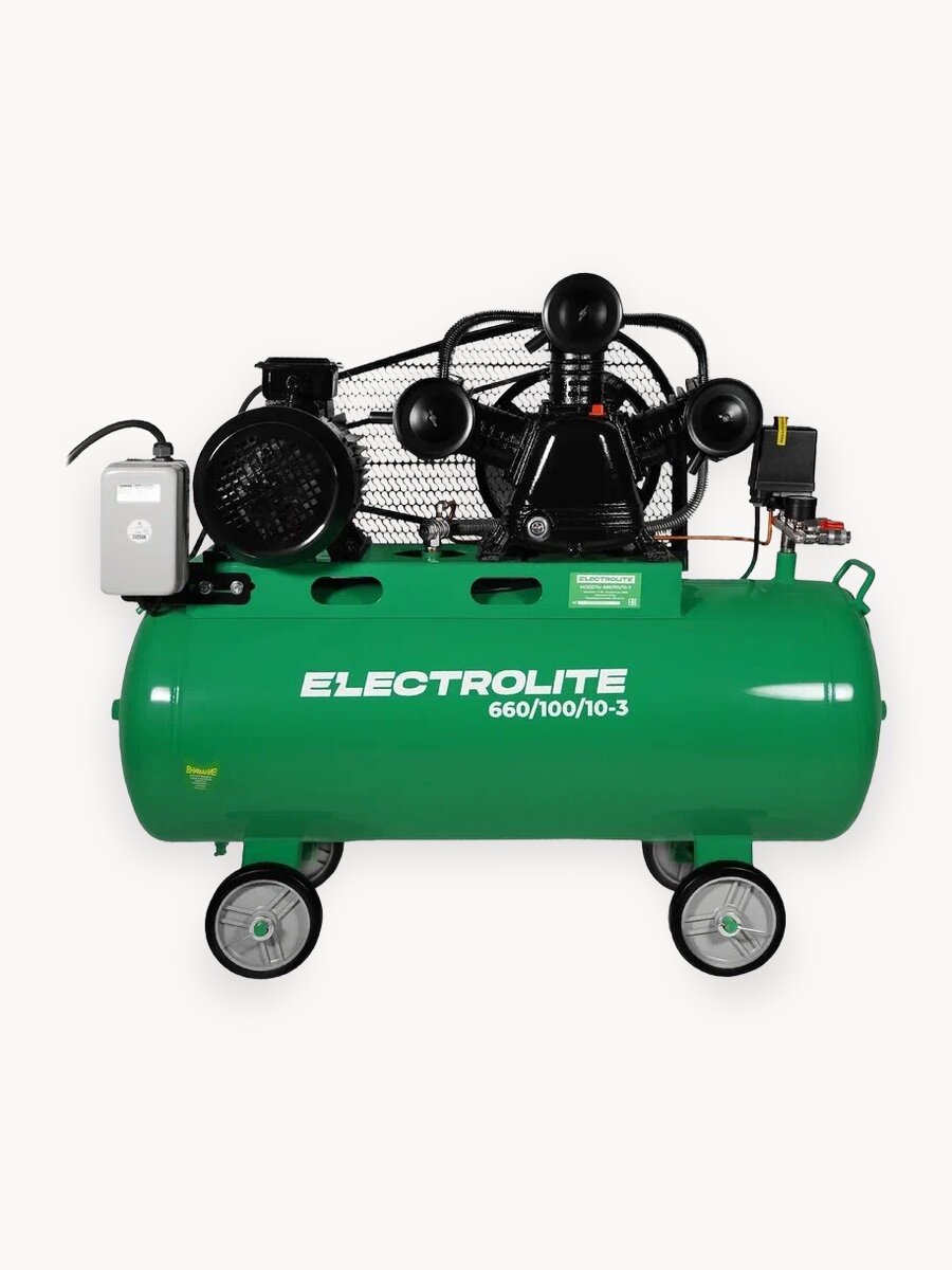 Компрессор воздушный Electrolite 660/100, поршневой, электрический двигатель, 3 цилиндра. 3 Квт, 380В 100 л, 660 л/м