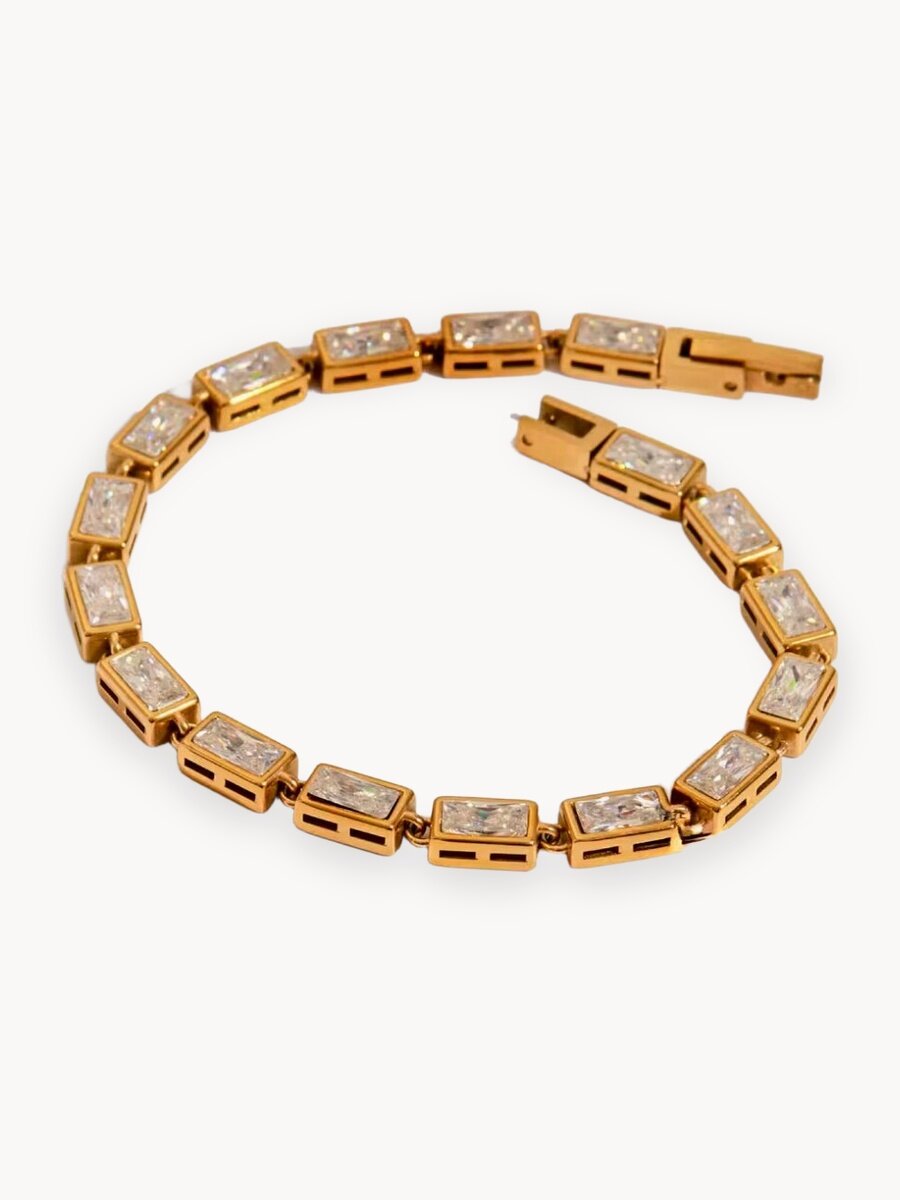 Теннисный браслет, циркон синтетический, фианит, Swarovski Zirconia