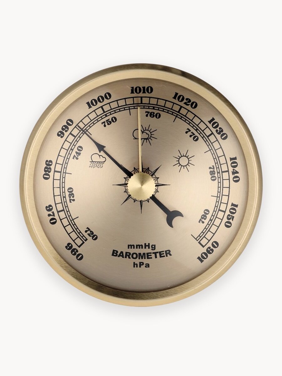 Барометр Take It Easy, механический, настенный, d=7см, золотистая рамка