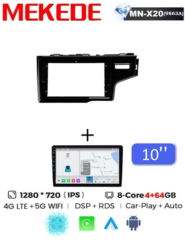 Магнитола Mekede MN X20 Pro 4+64G 10.2 дюймов Honda Jazz 3 2015-2020 Fit 3 GP GK 2013-2020 Правый руль (B)