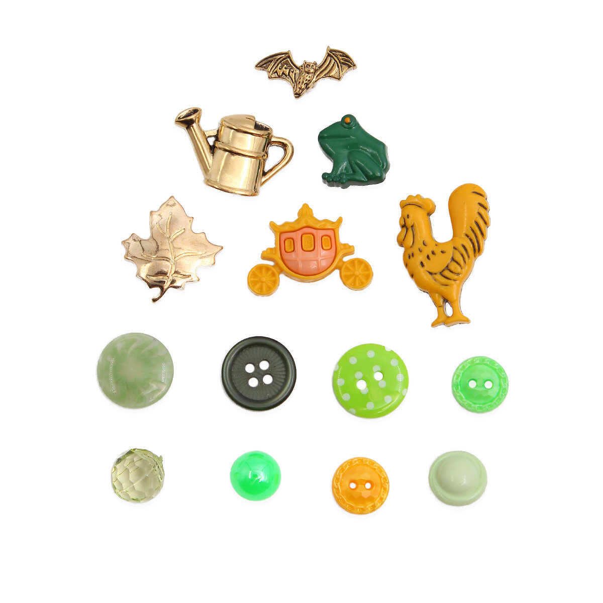 Набор пуговиц Айрис 'Зелёно-жёлтое ассорти', пластик, 131 шт