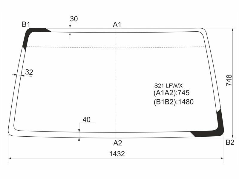 Стекло лобовое Mazda Bongo 99- / Nissan Vanette 99-17 XYG арт. S21LFWX