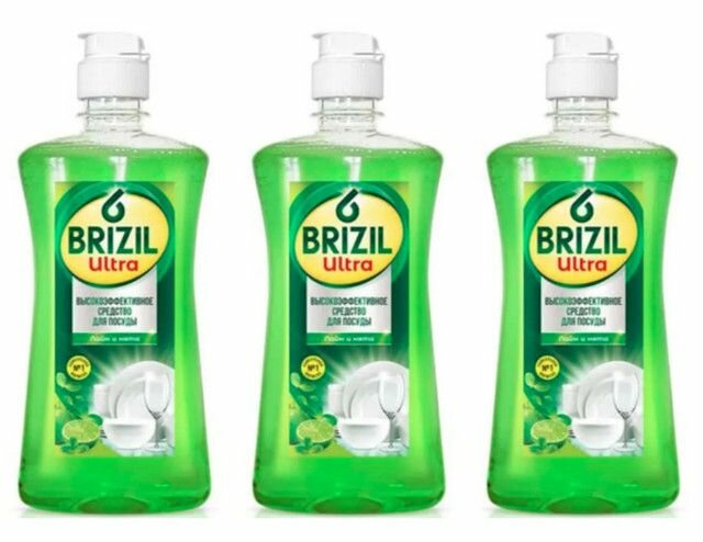 BRIZIL ULTRA Средство для посуды с флиптопом лайм и мята 500м 3 шт
