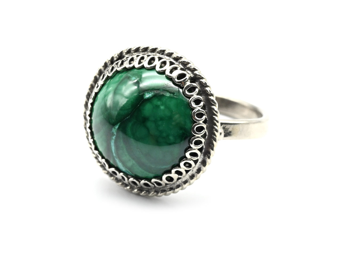 Кольцо, хризоколла, малахит