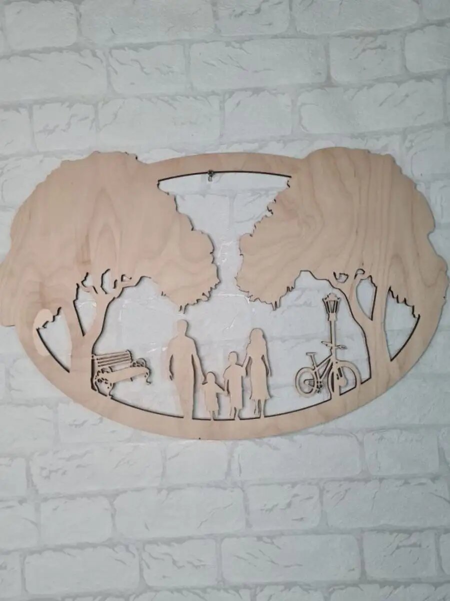 Заготовка панно из дерева "Семья" для творчества под мох