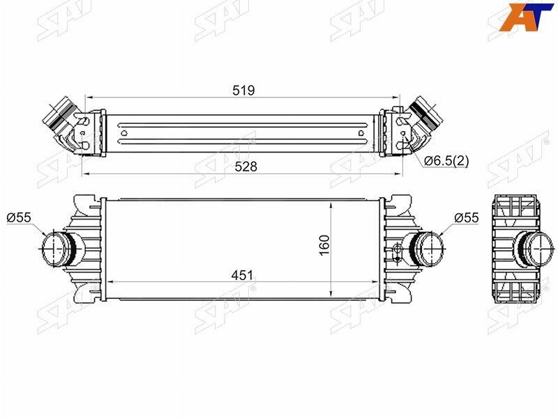 . SAT Радиатор интеркулера для FORD TRANSIT 06-14/FORD TRANSIT 14-