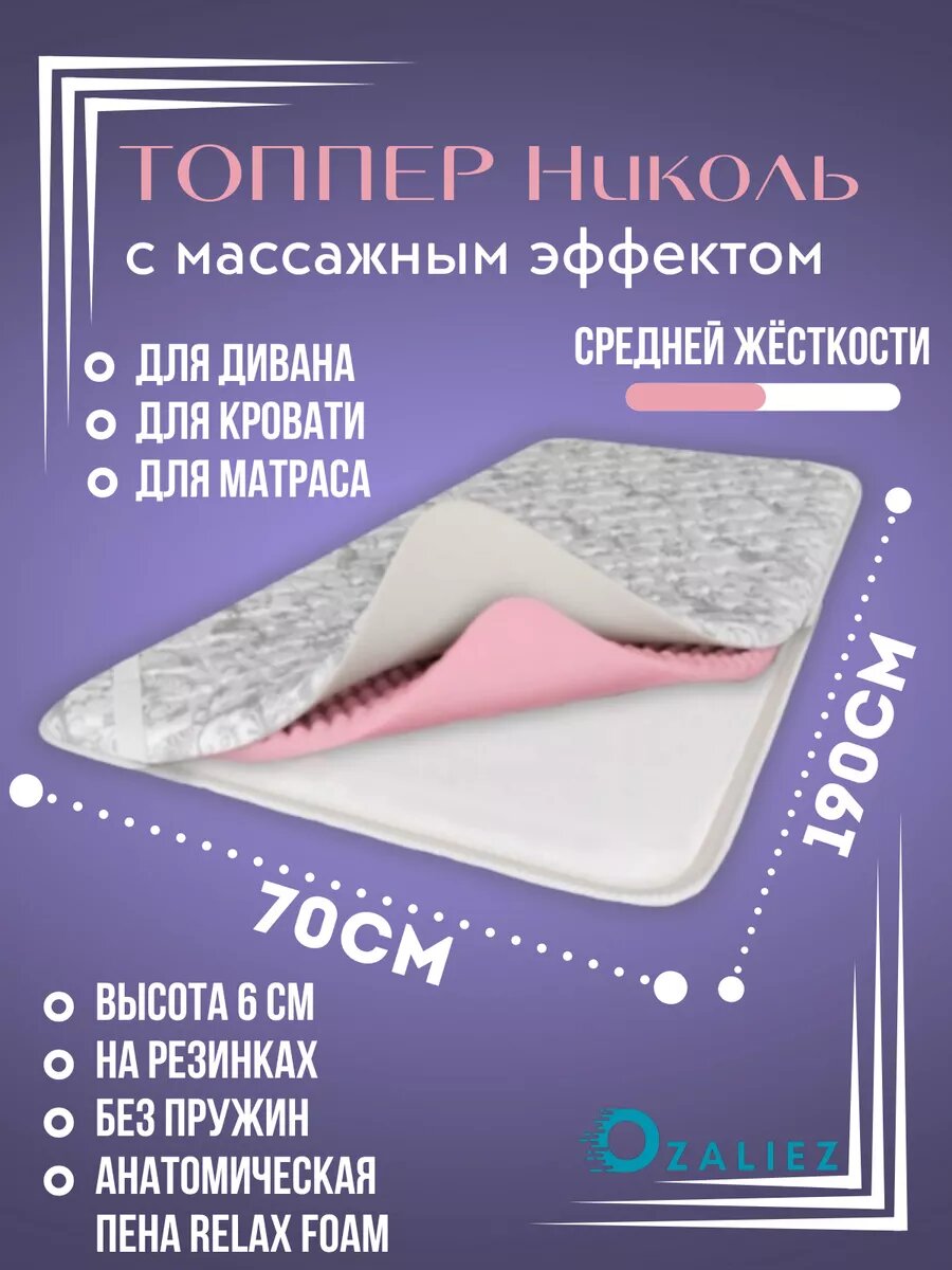 Матрас топпер 70x190 см Николь