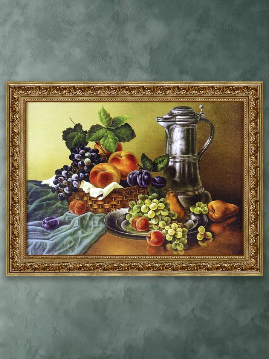 Картина на стену натюрморт классика графин на кухню фрукты