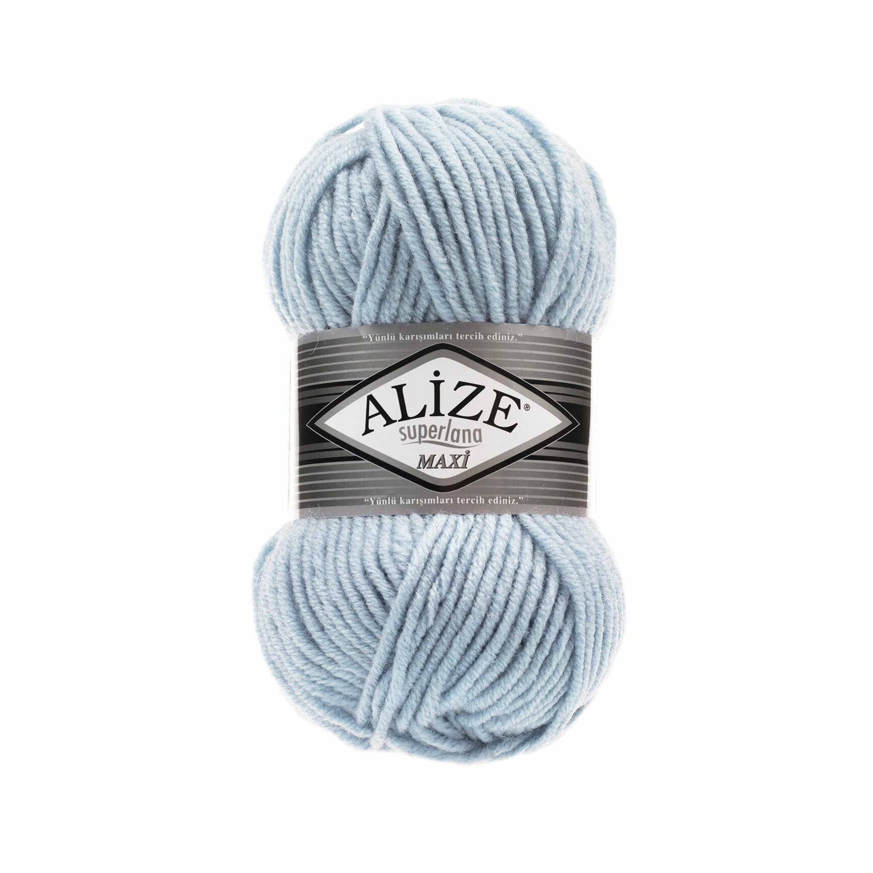 Пряжа Суперлана Макси Alize (Superlana Maxi) упаковка 5 мотков 100 гр. 100 м. 25% шерсть 75% акрил цвет 480 светло-голубой