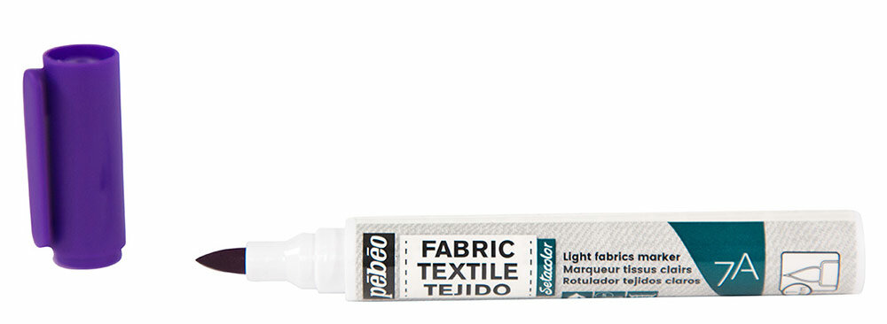 Маркеры Pebeo "Light Fabric", для светлых тканей, 7A, фиолетовые, 1 мм, кисть, 6 шт