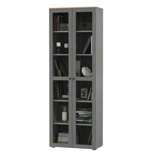 Остин 16.394.02 Шкаф-витрина, цвет серый графит/дуб крафт золотой