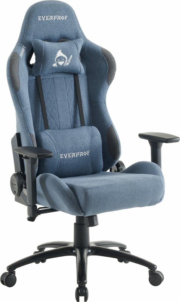 Геймерское кресло "Everprof Ghost" из серой, чёрной и синий ткани