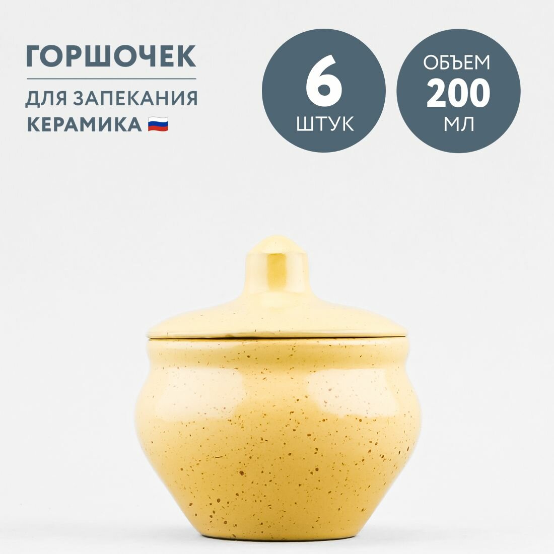 Набор из 6 горшочков для запекания 200 мл Борисовская керамика Каракум