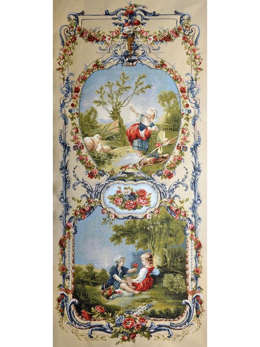 Большой гобелен на стену без рамы Два сюжета в стиле прованс 160х70 см.