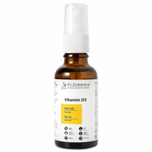 Витамин Д3 Dr. Zubareva/Др. Зубарева жидкость для приема внутрь 500МЕ 30мл