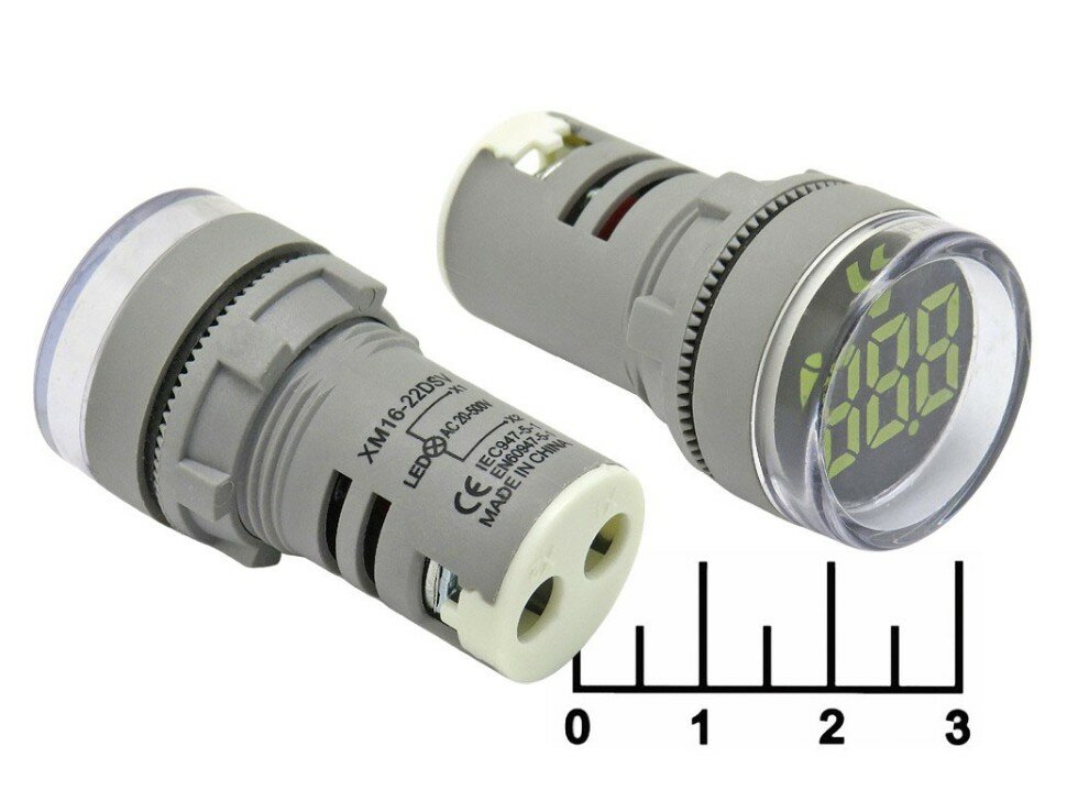 Вольтметр 20-500VAC XM16-22DSV белый 22мм (28мм)