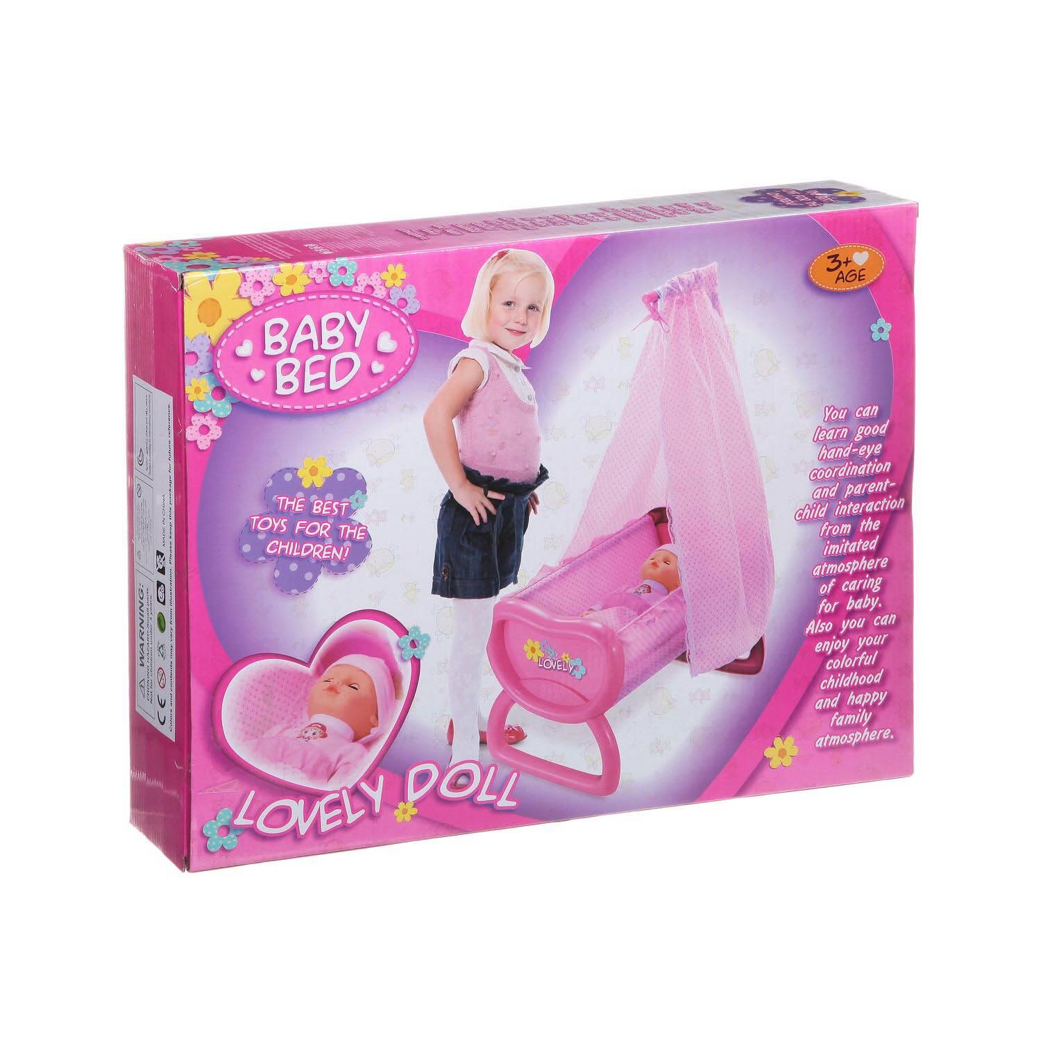 Игрушечная кроватка-качалка с балдахином Lovely Doll, BOX 44*34*10 см KSB-Д55145
