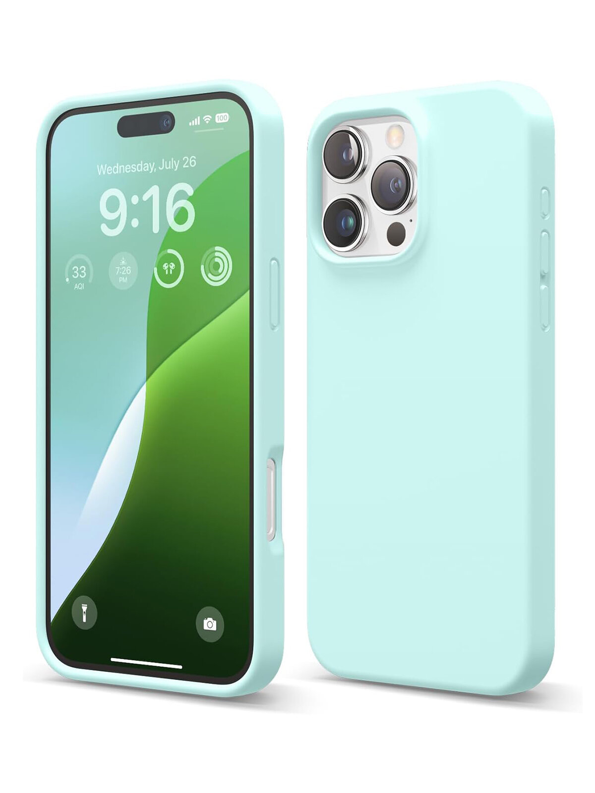 Elago для iPhone 16 Pro чехол Soft silicone (Liquid) Aqua Sky