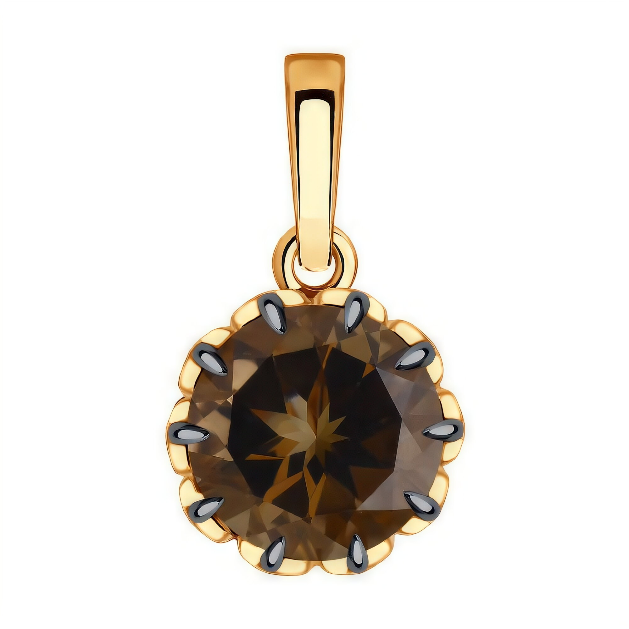 Подвеска, красное золото, 585 проба, раухтопаз