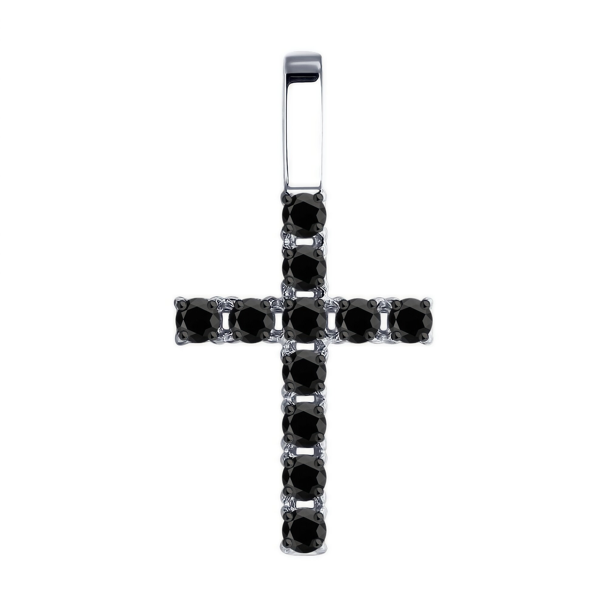 Крестик, белое золото, 585 проба, фианит