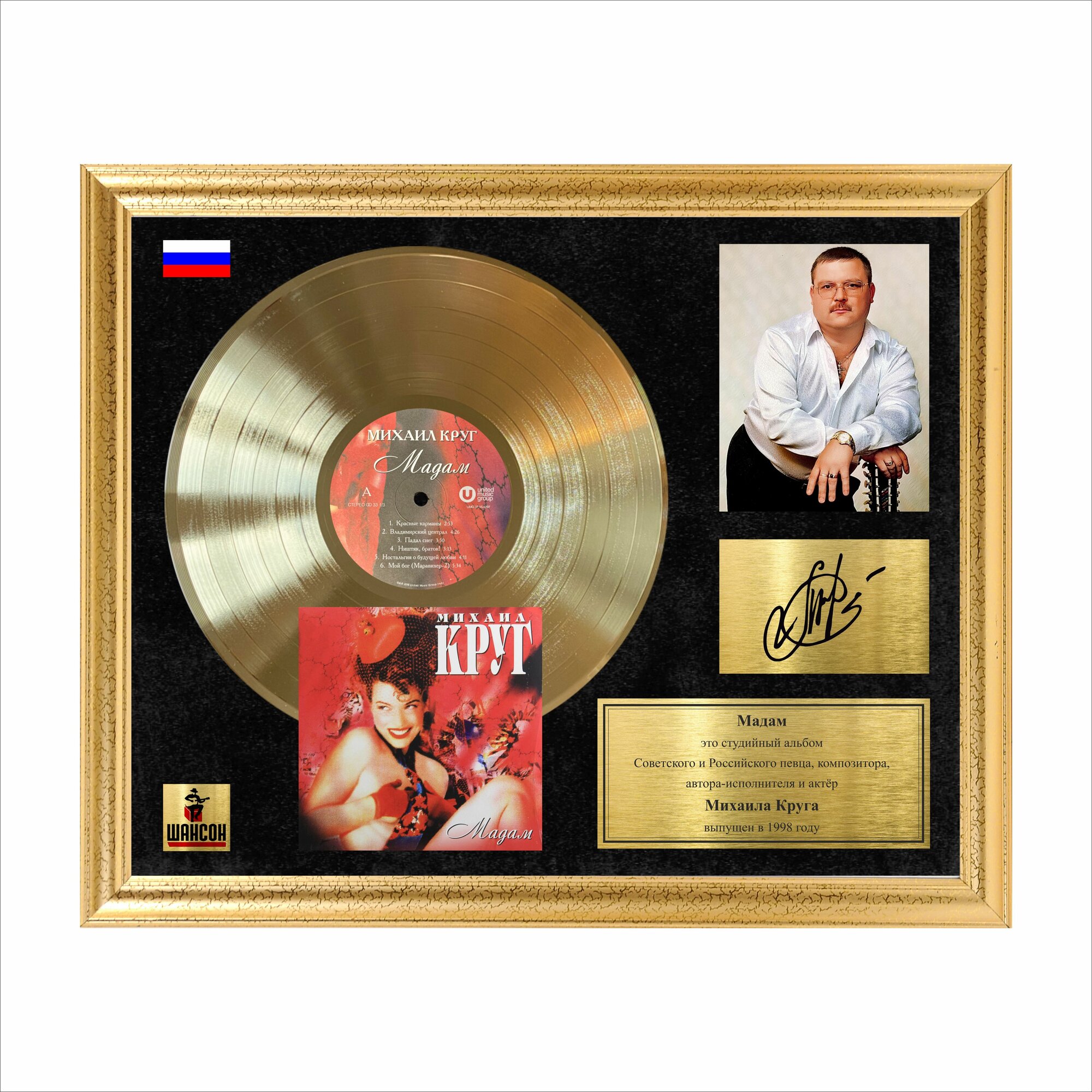 Золотой диск Михаил Круг в рамке