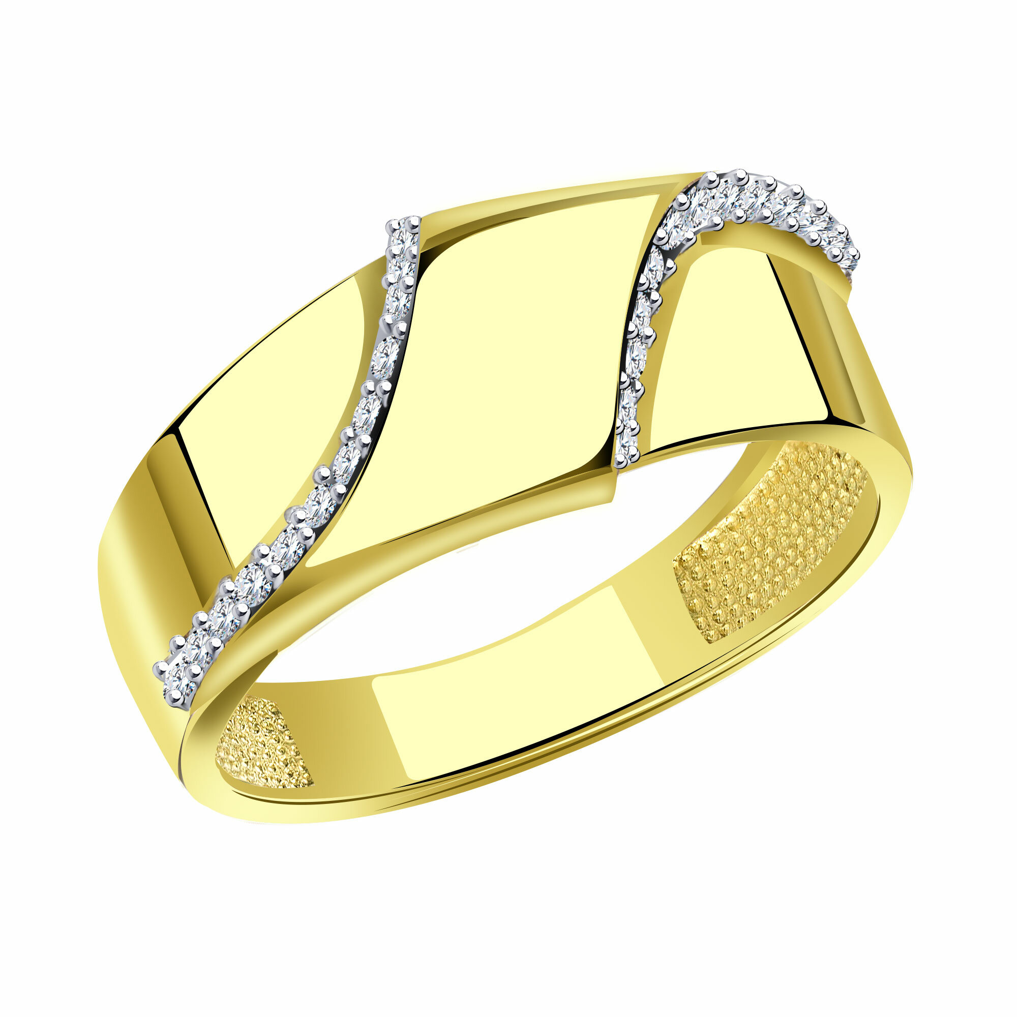 Кольцо, желтое золото, 585 проба, фианит