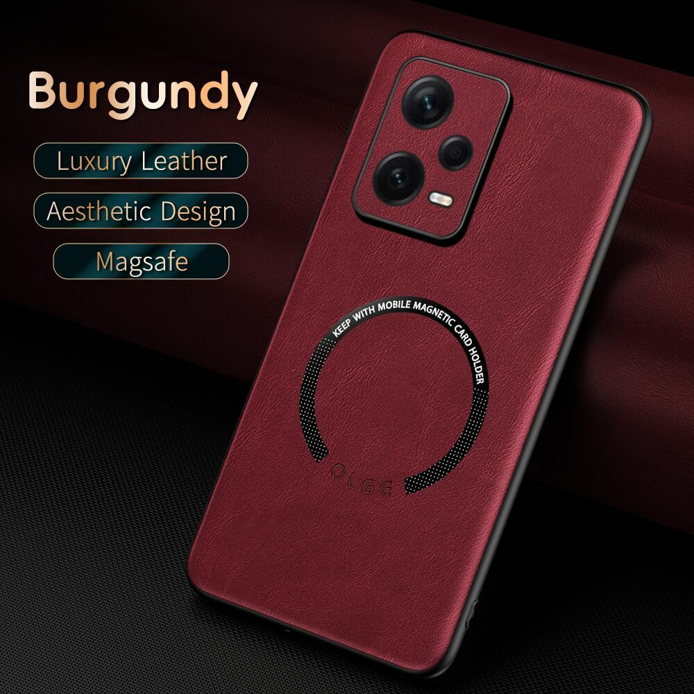 OLGE Роскошная кожаный MagSafe чехол для Xiaomi Redmi Note 12 Pro+ 5G/ Xiaomi Redmi Note 12 Pro Plus 5G/Сяоми Редми Ноут 12 Про Плюс 5G