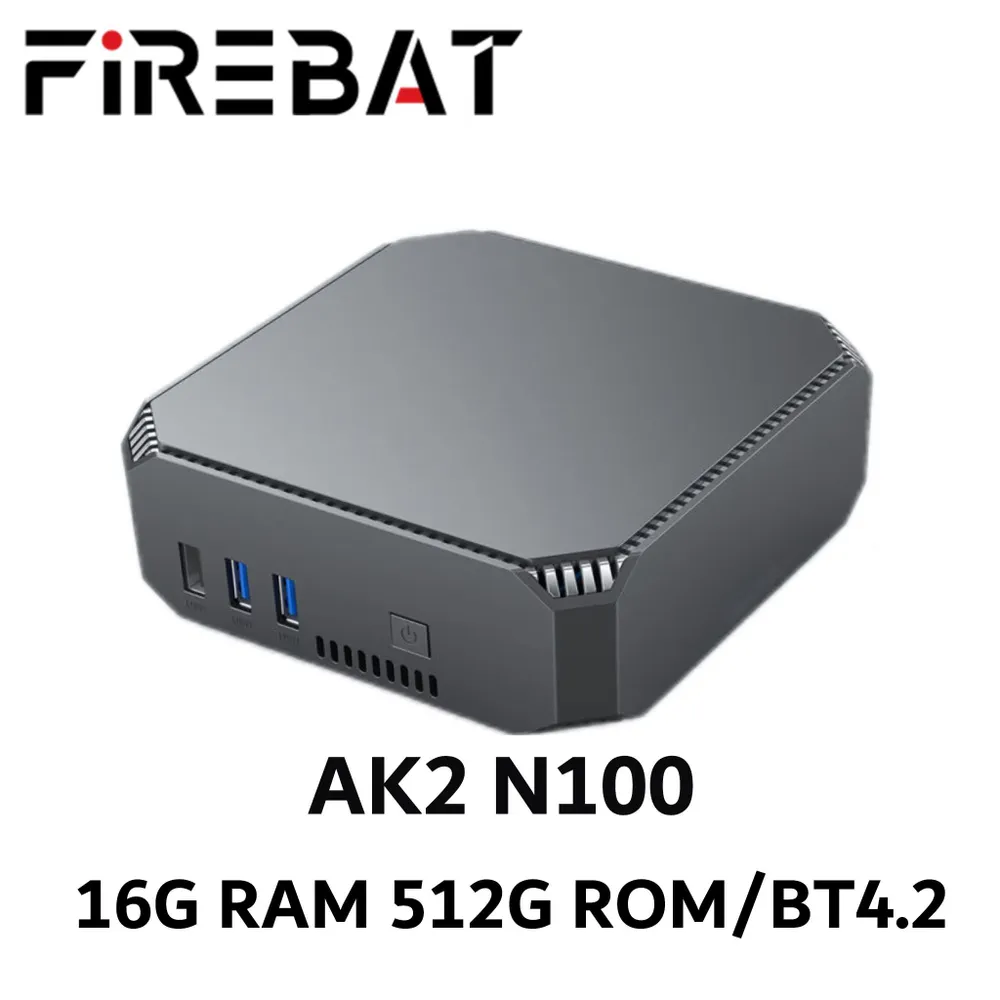 FIREBAT Мини-ПК AK2 (Intel Processor N100, RAM 16 ГБ, SSD 512 ГБ, Intel UHD Graphics, Windows 11 Pro), черный